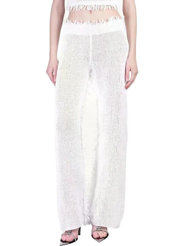 NUE Open Knit Trousers - White