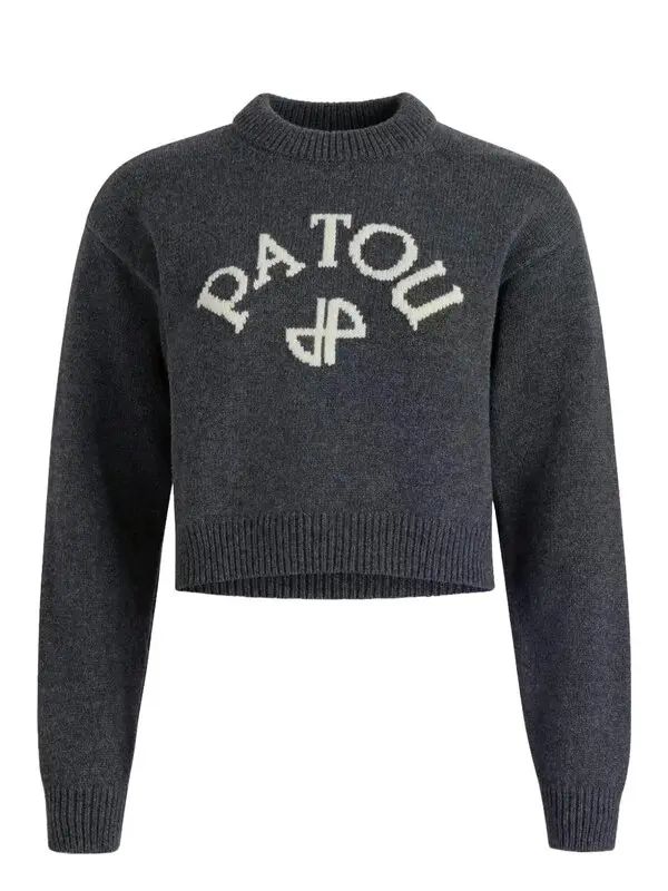 PATOU Logo-intarsia Wool Jumper - Grey