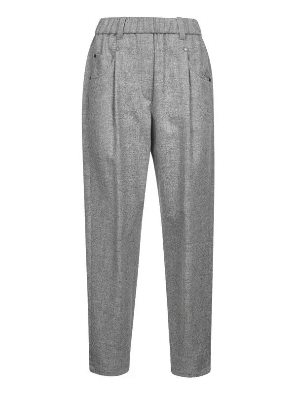 Brunello Cucinelli Elasticated-waistband Pleated Trousers - Grey