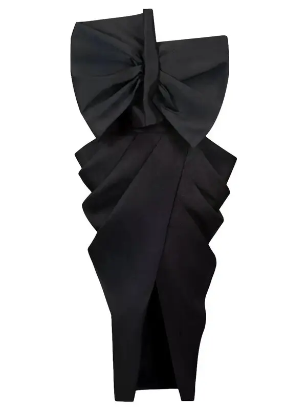 GABY CHARBACHY Bow-detail Draped Evening Dress - Black