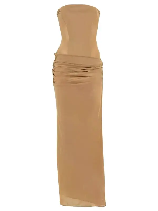 Alex Perry Strapless Draped Maxi Dress - Green