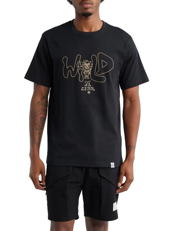 VIC GARCIA WORLD Wild & Free Graphic T-shirt - Black