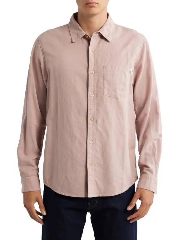 Ag Wesley Linen & Cotton Button-up Shirt - Desert Mauve
