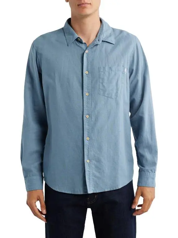 Ag Wesley Linen & Cotton Button-up Shirt - Shore Break