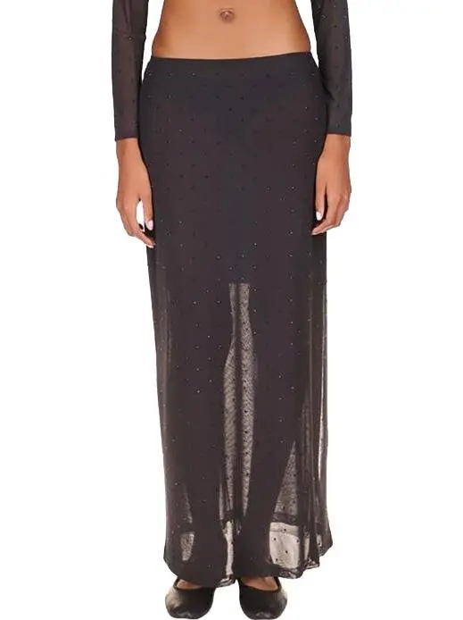 Anna Sui Rhinestone Mesh Skirt - Black