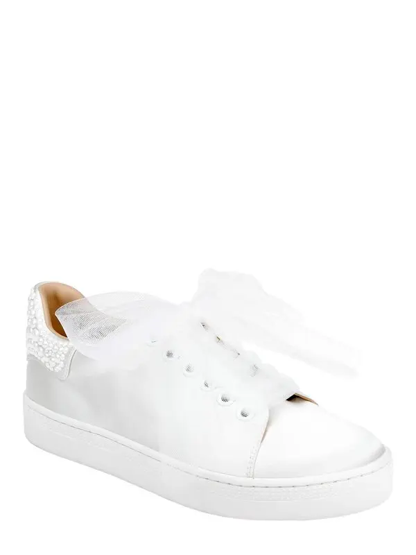 Badgley Mischka Gem Platform Sneaker - White Satin