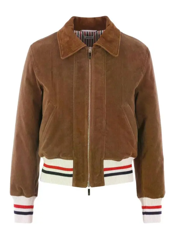 Thom Browne Corduroy Ribbed-trim Jacket - Brown