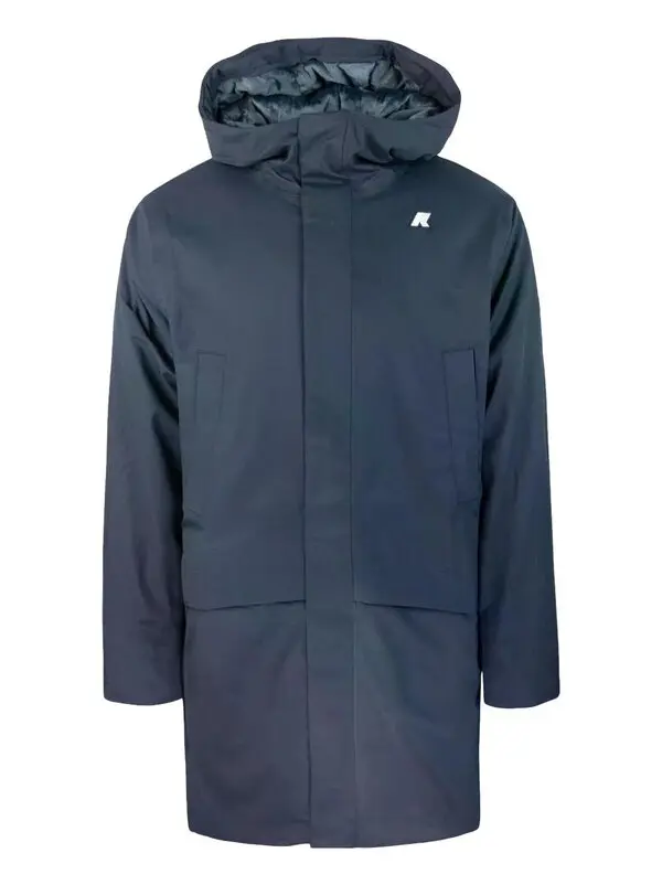 K-WAY Hooded Logo-patch Jacket - Blue