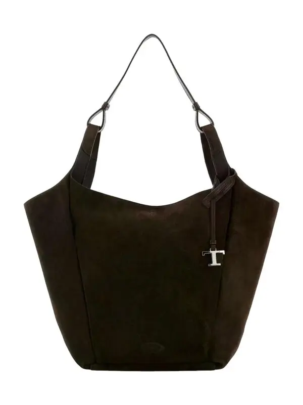 TOD'S Suede T Timeless Tote Bag - Brown