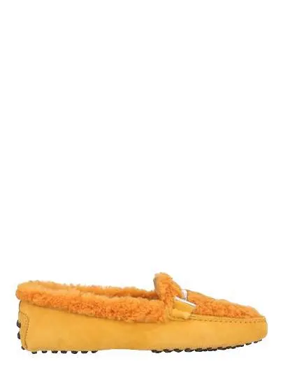 TOD'S Burgundy Leather Shearling Loafers - Orange