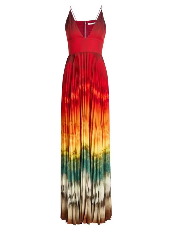 Alice + Olivia Printed Chiffon Maxi Dress - Red