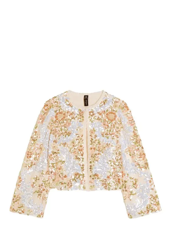 NEEDLE & THREAD Sequin-embellished Tulle Jacket - Cream