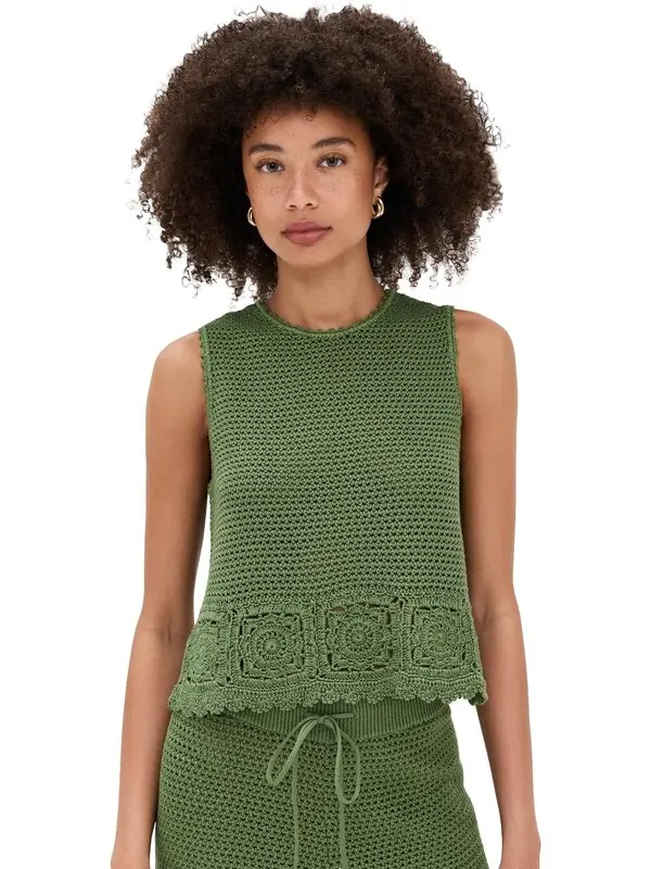 Rails Crochet Knit Sleeveless Top - Dill