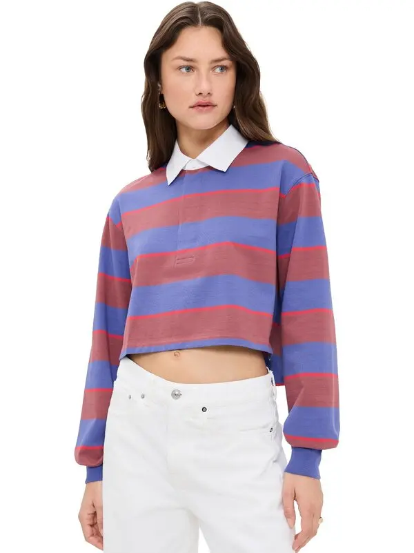 Staud Gavin Cropped Shirt - Atlas Rugby Stripe