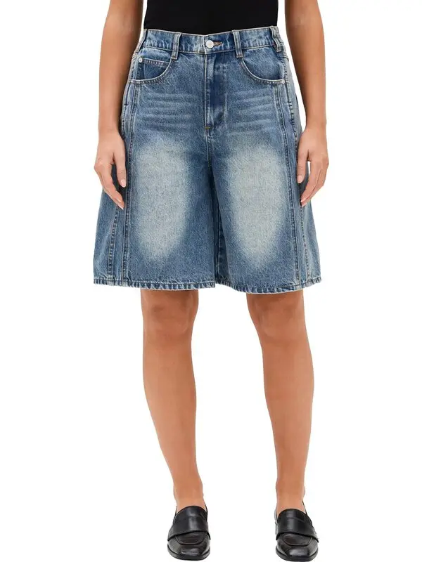 Sea Spencer Mended Denim Bermuda Shorts - Blue