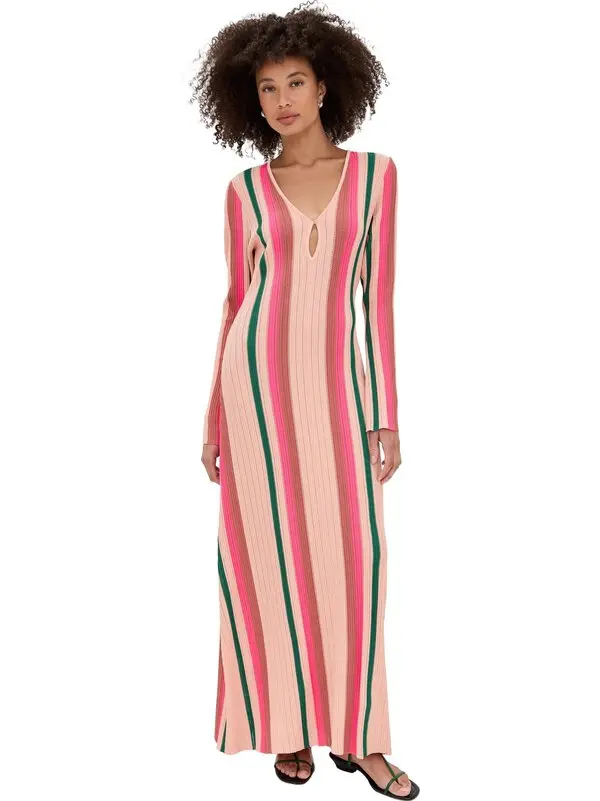 Essentiel Antwerp Hiscape Striped Knit Maxi Dress - Combo1 Nude Hazelnut