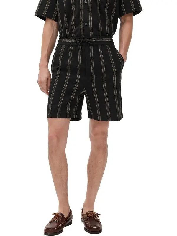 LES DEUX Harry Check Dobby Shorts - Black
