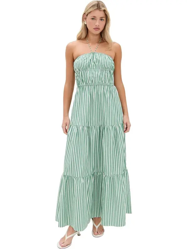 Solid & Striped The Jodie Striped Maxi Dress - Tennis Green