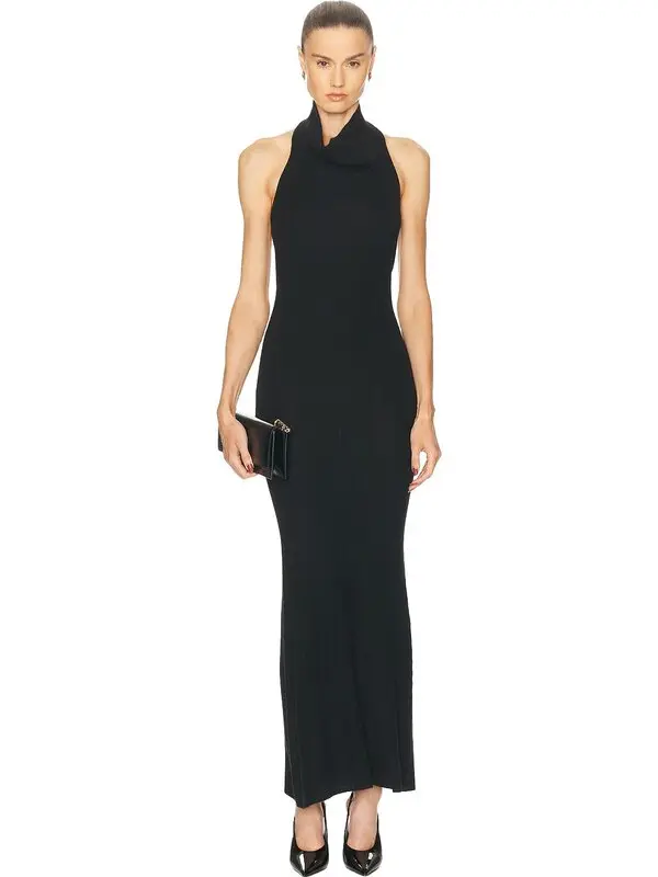 Brandon Maxwell India Halter Dress - Black