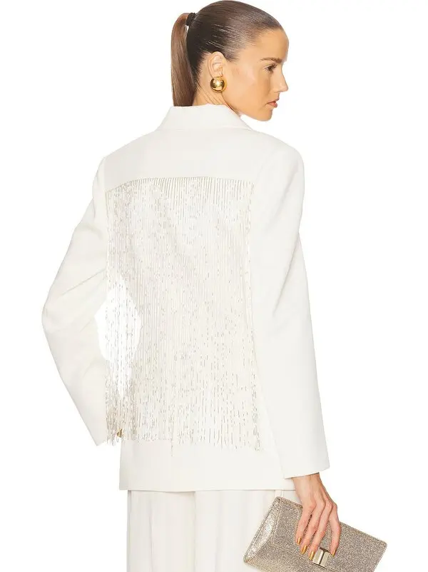 Ila Shania Beaded Fringe Blazer - White