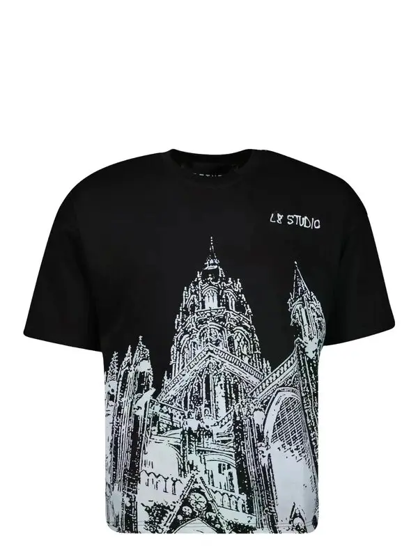 L8 STUDIO Cathédrale Printed T-shirt - Black