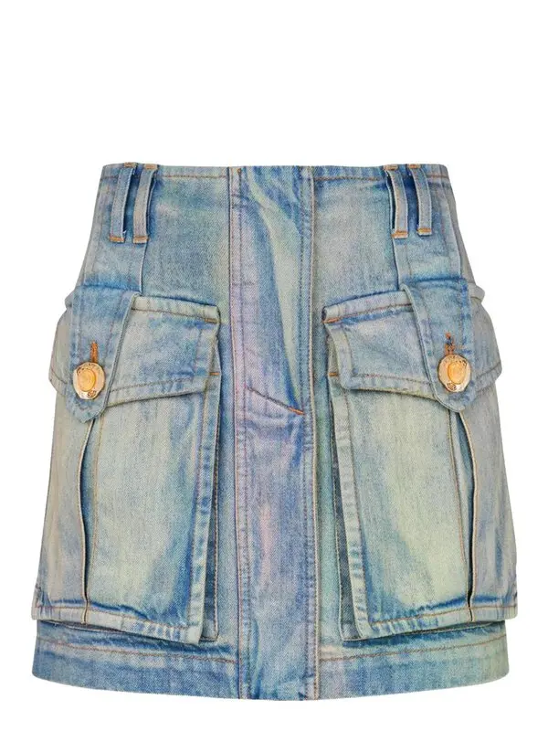 Balmain Belted Skirt - Blue