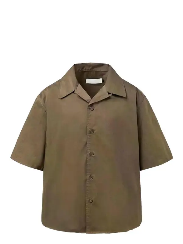 AMOMENTO Open-collar Short-sleeve Shirt - Brown