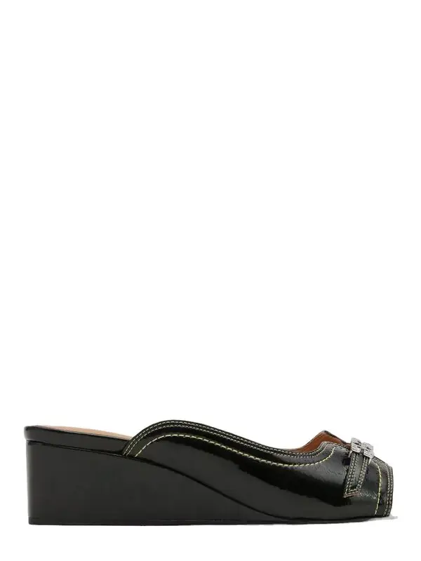 GANNI Leather Mules - Black