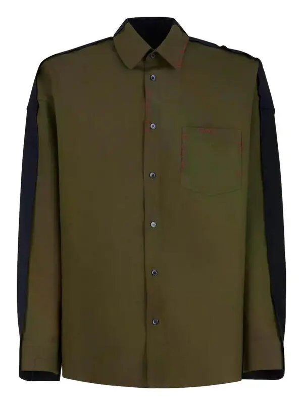 Marni Contrast-sleeve Button-up Shirt - Green