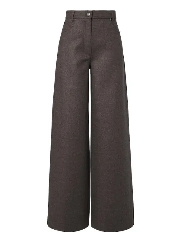 Max Mara Virgin Wool Wide-leg Pants - Grey