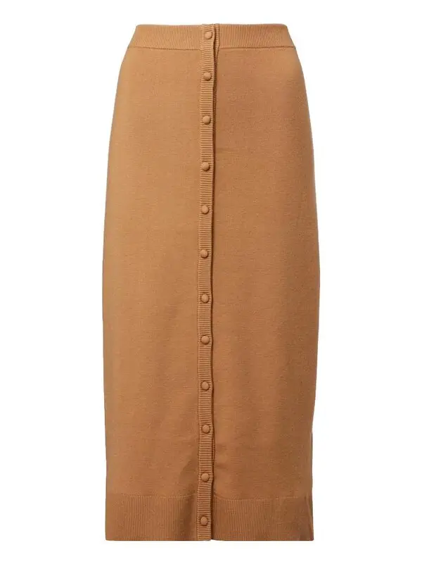 Victoria Beckham Wool-blend Midi Skirt - Beige
