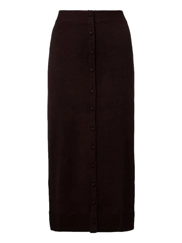 Victoria Beckham Knitted Wool-blend Midi Skirt - Brown
