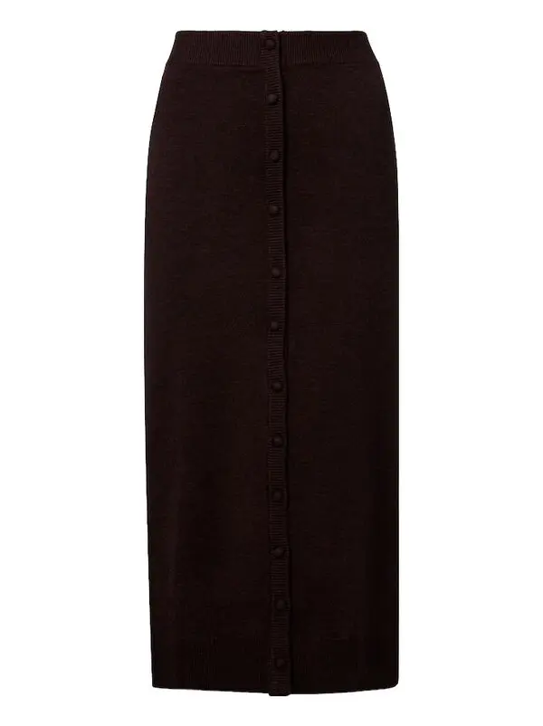 Victoria Beckham Knitted Wool-blend Midi Skirt - Brown