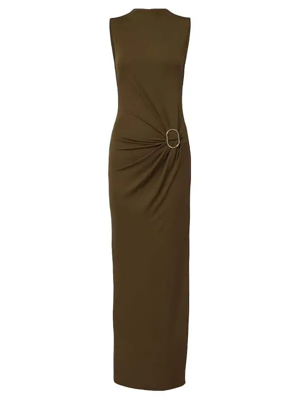 Roland Mouret Gathered Jersey Maxi Dress - Green
