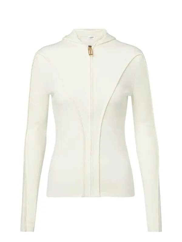 Victoria Beckham Wool-blend Jersey Zip-up Hoodie - White