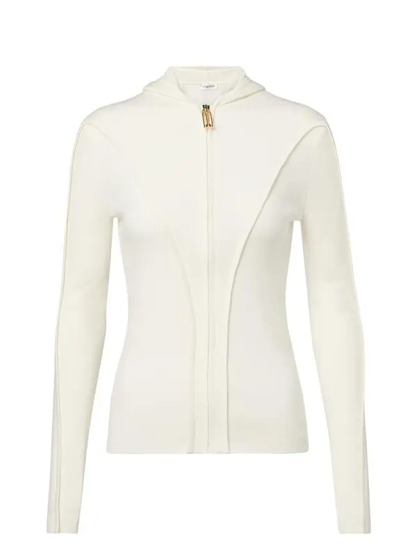 Victoria Beckham Wool-blend Jersey Zip-up Hoodie - White