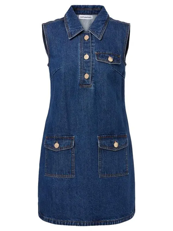 SELF-PORTRAIT Denim Mini Dress - Blue
