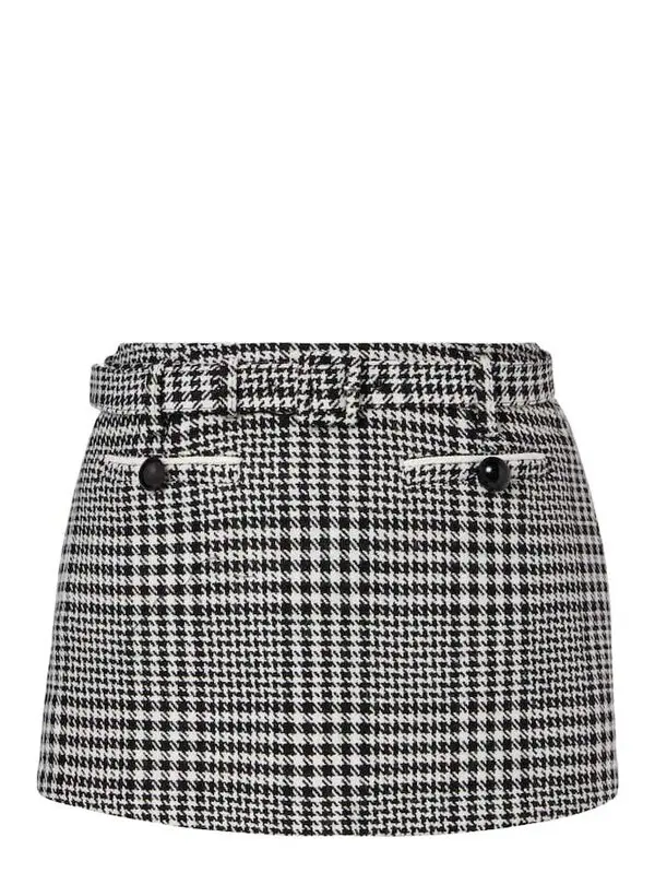 SELF-PORTRAIT Belted Houndstooth Skort - Black