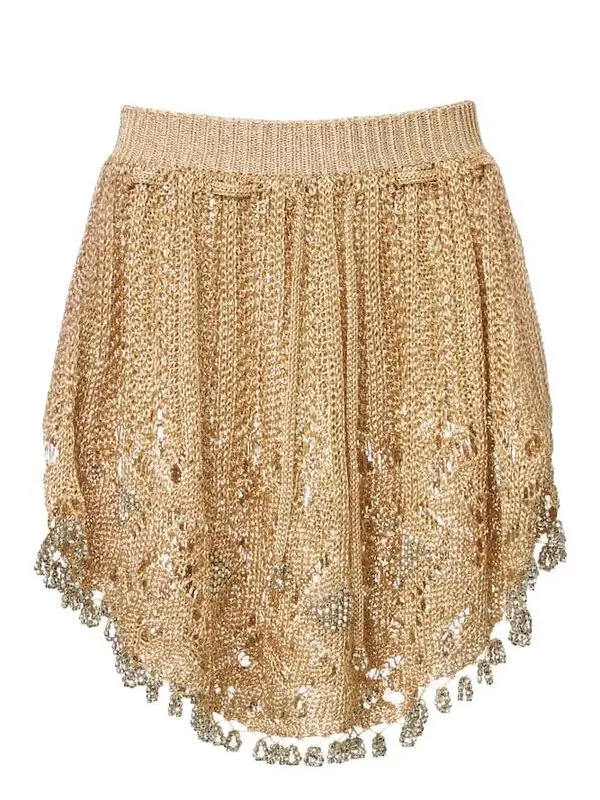 Rabanne Crochet Embellished Lamé Miniskirt - Gold