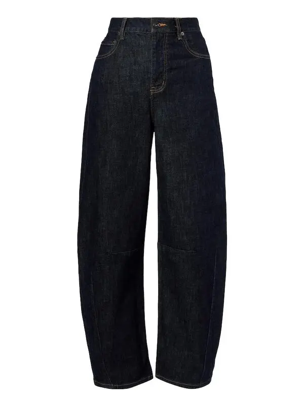 SELF-PORTRAIT High-rise Barrel-leg Jeans - Blue