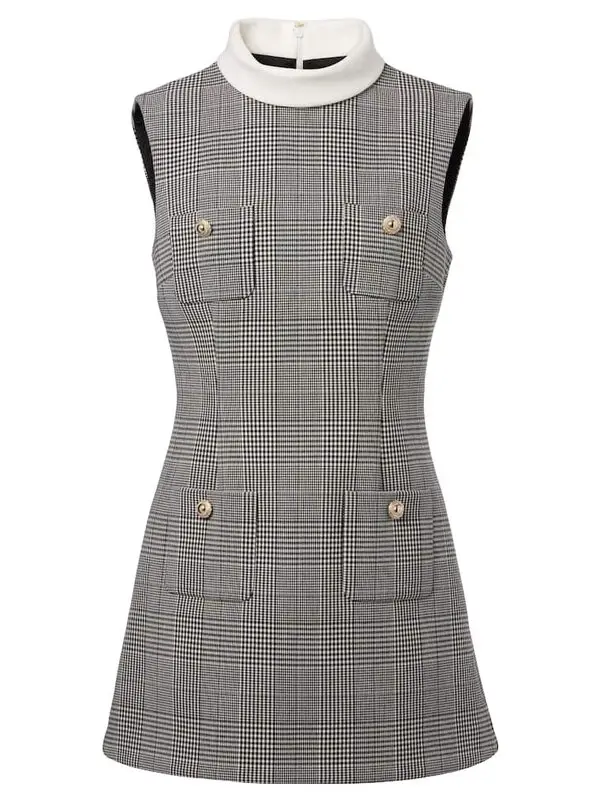 SELF-PORTRAIT Prince Of Wales Check Mini Dress - Grey