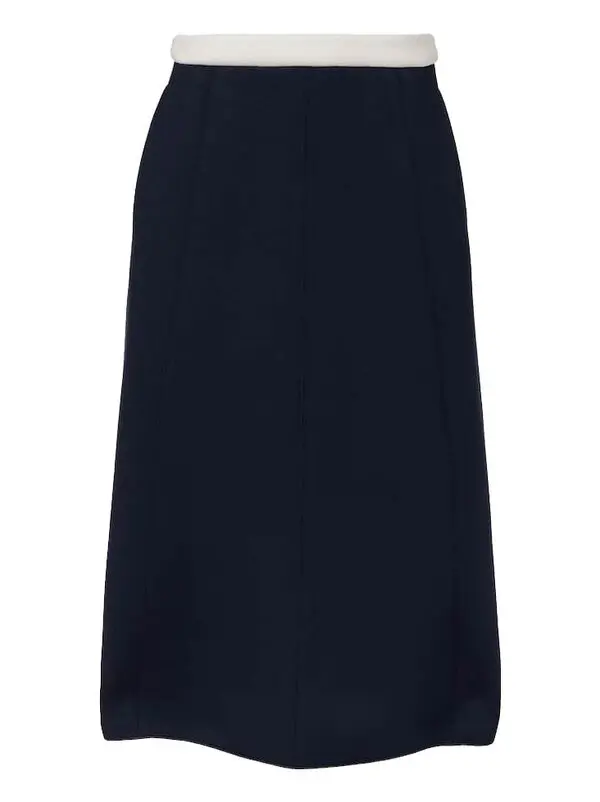 Max Mara Abaco Pleated Jersey Midi Skirt - Blue