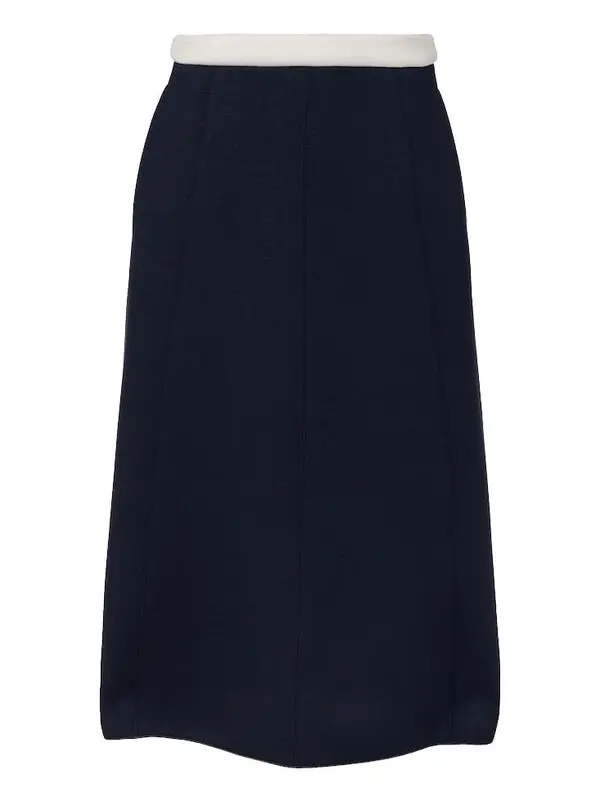 Max Mara Abaco Pleated Jersey Midi Skirt - Blue