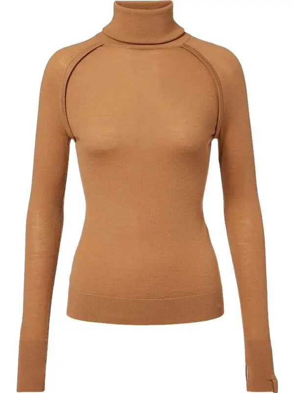 Victoria Beckham Wool Turtleneck Sweater - Brown
