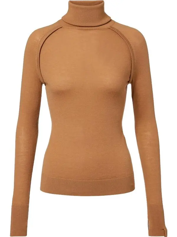 Victoria Beckham Wool Turtleneck Sweater - Brown