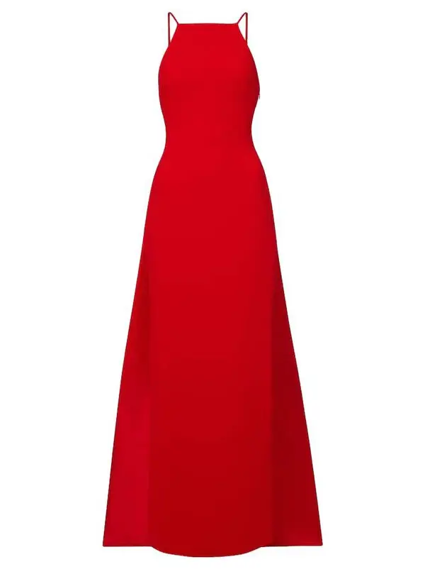 Solace London Ulla Caped Crêpe And Satin Gown - Red
