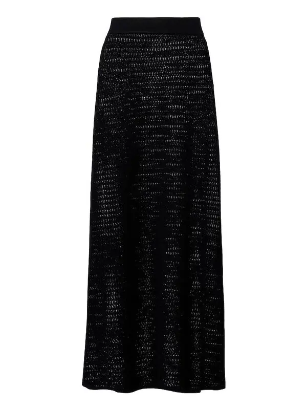 Victoria Beckham Pointelle Midi Skirt - Black