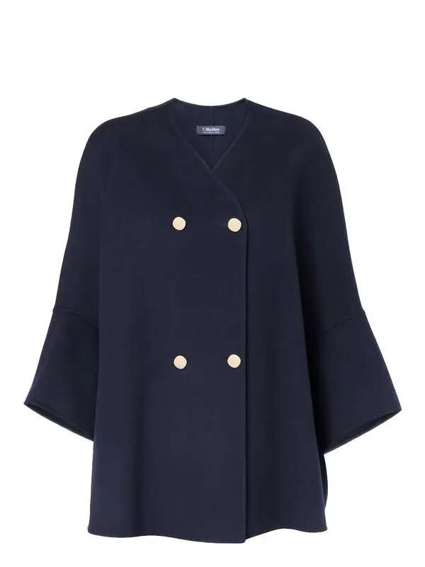 Max Mara Virgin Wool Double-breasted Jacket - Blue