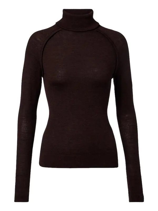 Victoria Beckham Wool Turtleneck Sweater - Brown