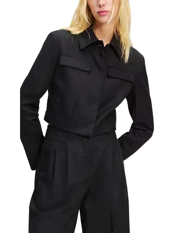 Karl Lagerfeld Cropped Jacket With Pocket Detail - Black